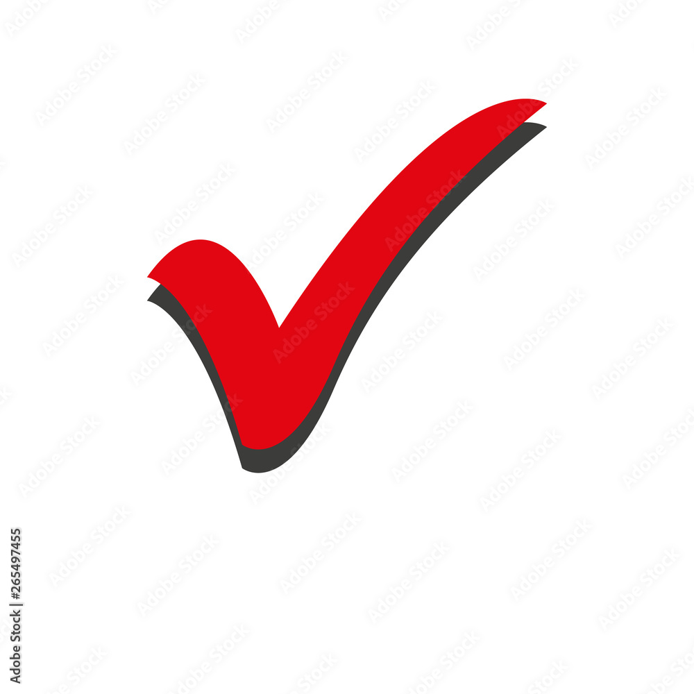 Red check mark icon. Tick symbol in red color, vector illustration ...