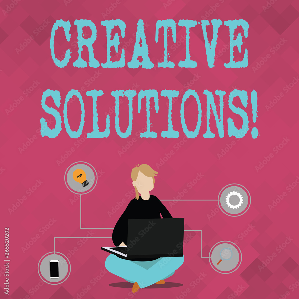 Stock-Illustration „Writing note showing Creative Solutions. Business ...