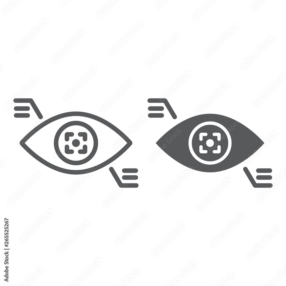 Eyetap line and glyph icon, sensor and innovation, eye tracking sign ...