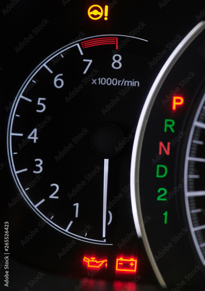 Colorful warning sign in car dashboard Stock Photo | Adobe Stock