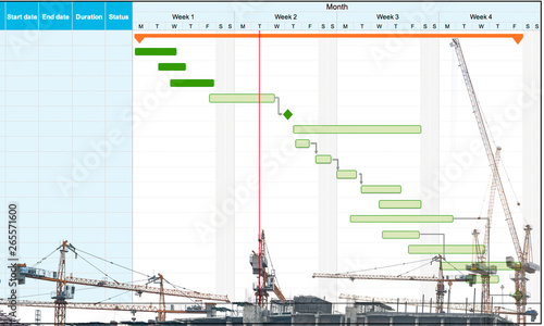 abstract business background of construction site with tower cranes and ...