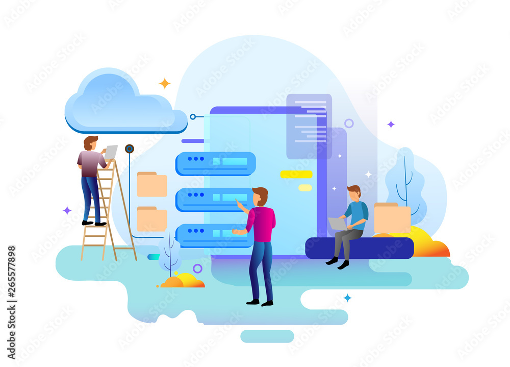 Landing page design concept of data center and backup data, maintenance ...