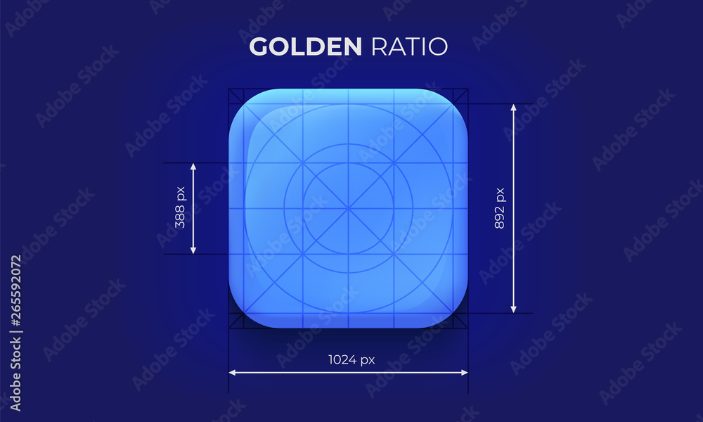 App icon. Empty. Square shape. Mobile UX/UI. Blue color with gradient ...