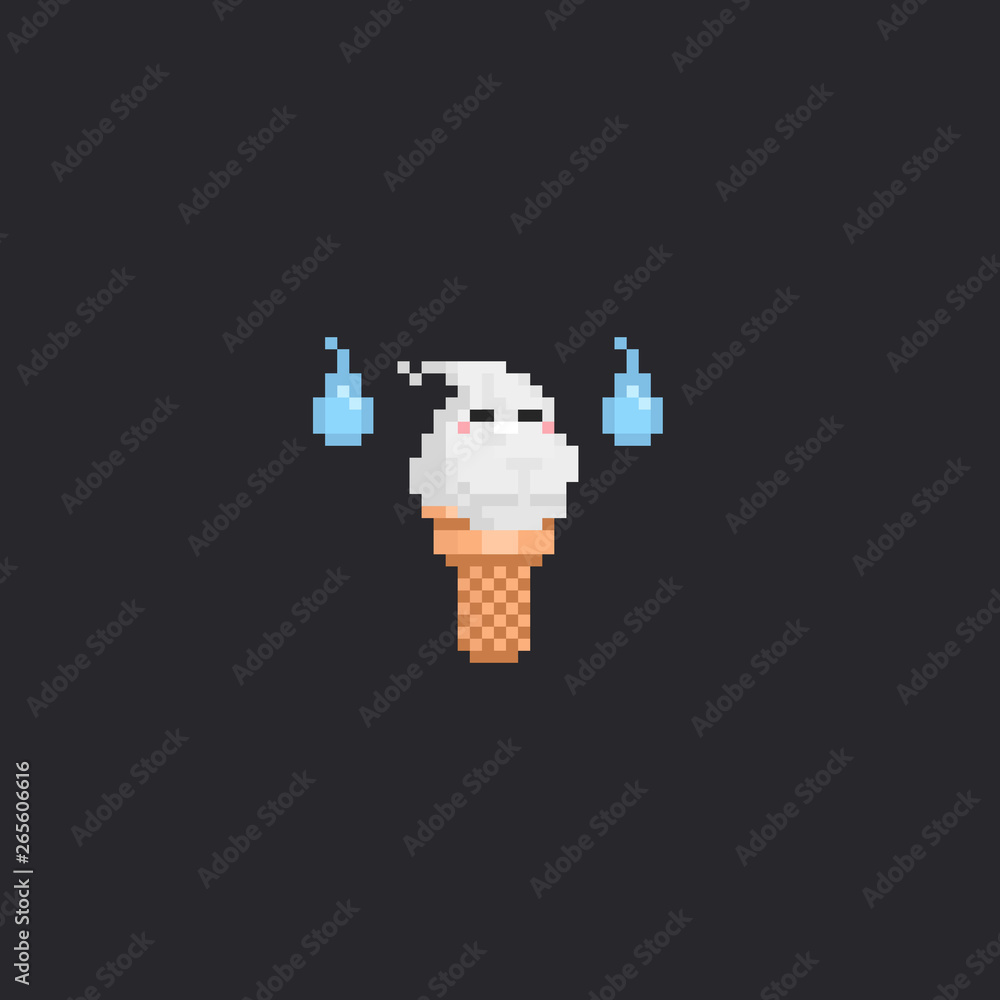 Pixel fat ghost on ice cream cone.8bit halloween. Stock Vector | Adobe ...