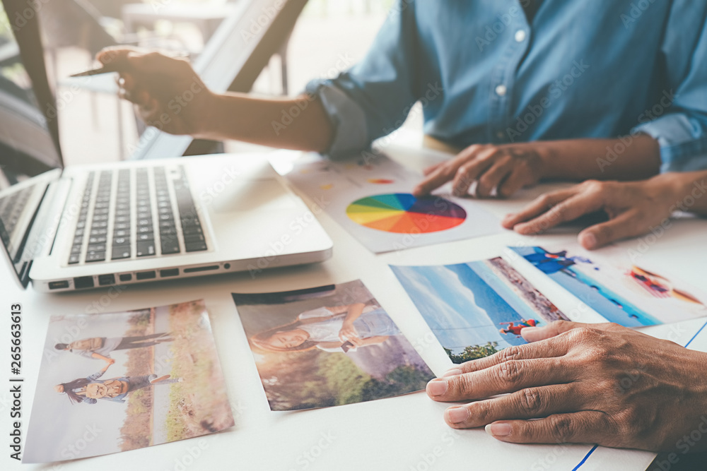 Web designer brainstorming for a strategy plan. Colorful sticky notes ...