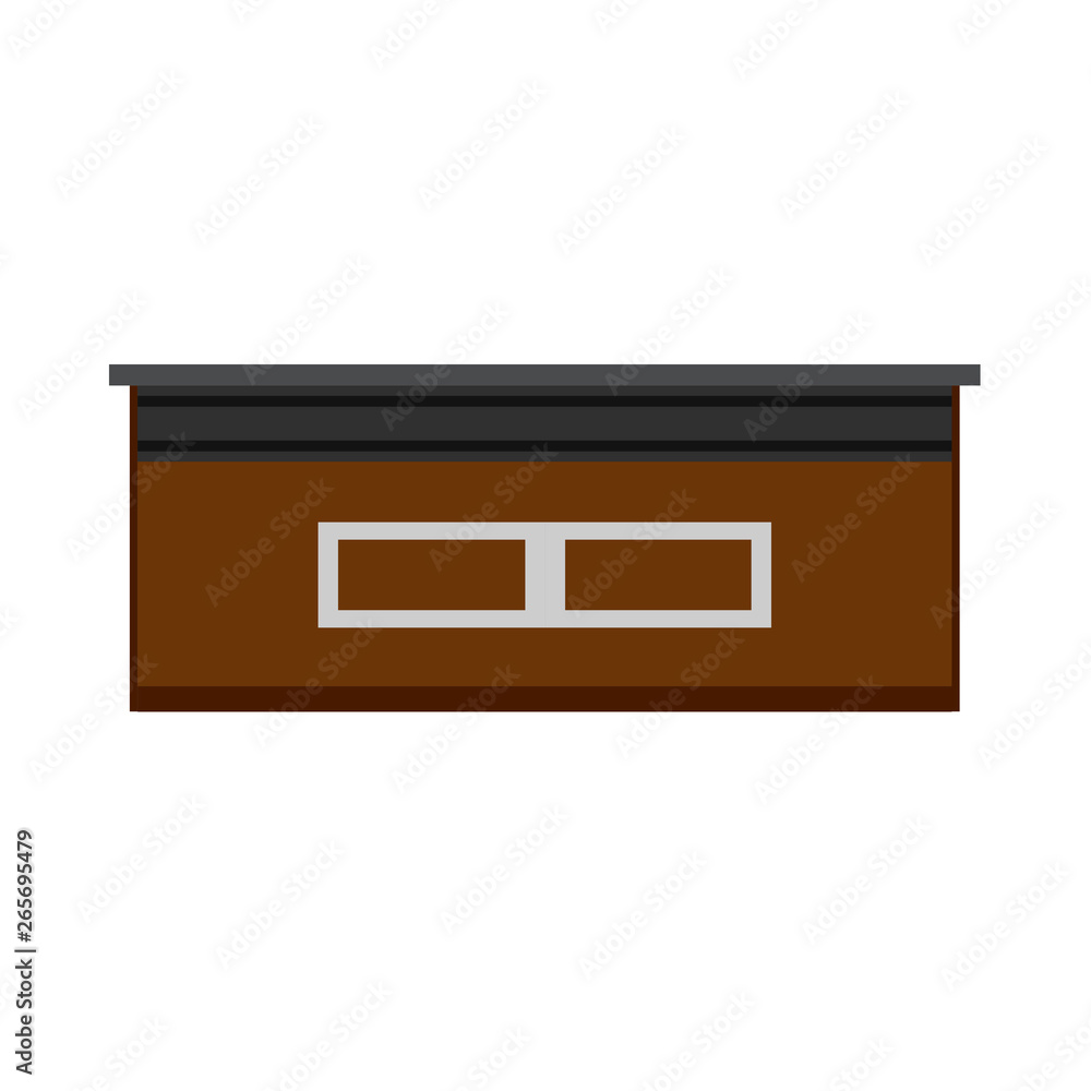 Reception desk front view vector icon. Hotel symbol office company ...