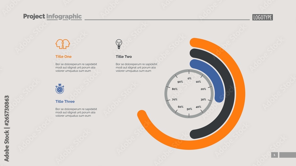 Process circle chart slide template. Business data. Graph, diagram ...