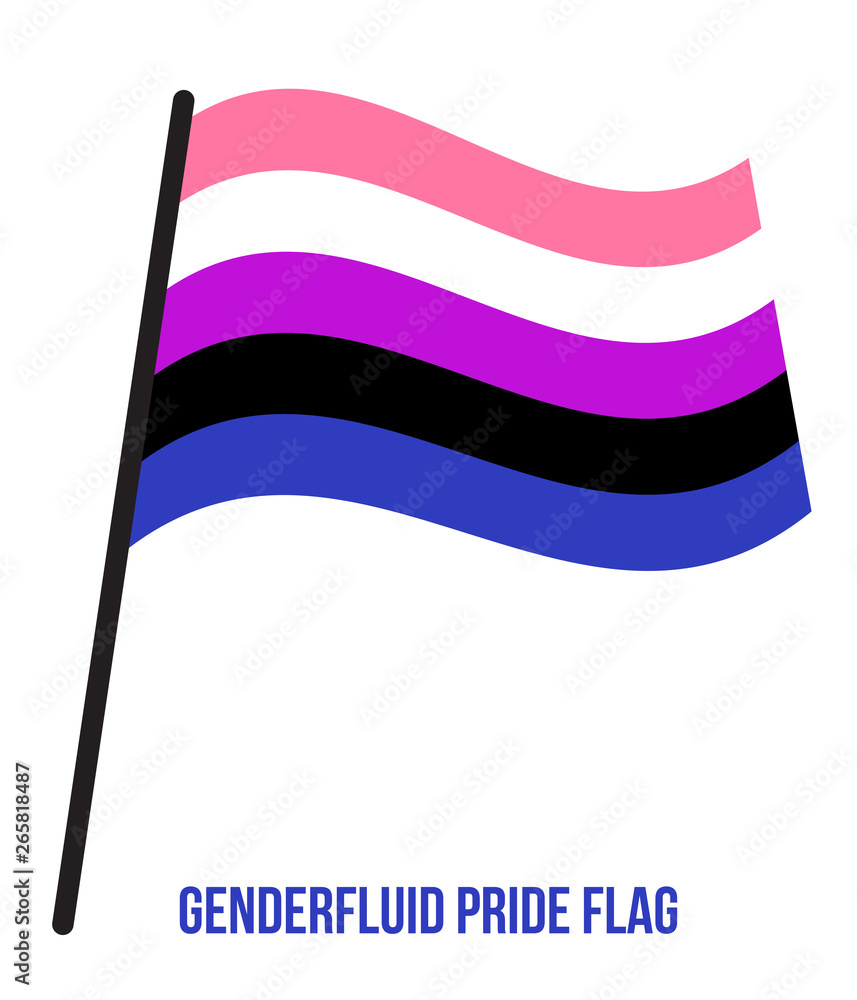 Genderfluid Pride Flag Waving Vector Illustration Designed with Correct ...