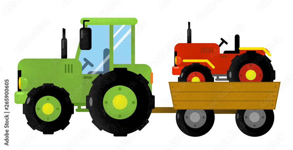 cartoon isolated farm vehicle on white background - tractor ...