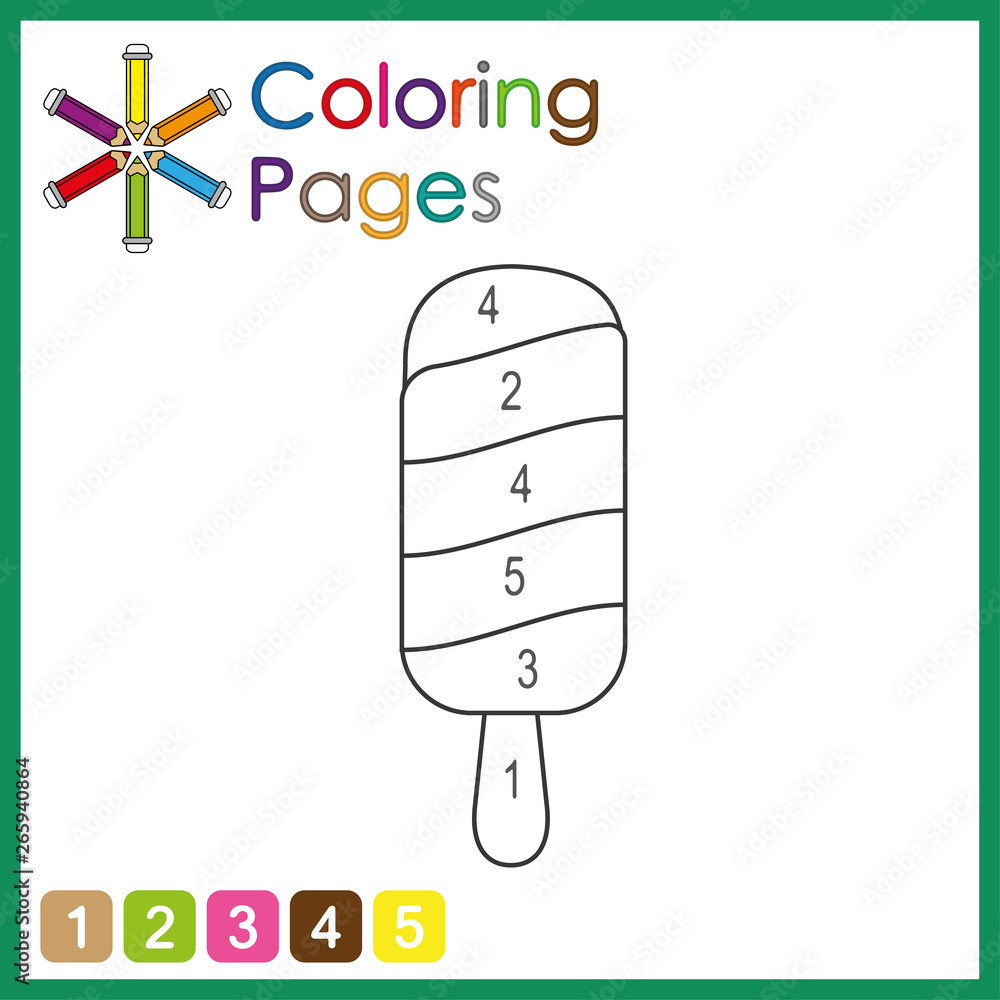 coloring page for kids, color the parts of the object according to ...