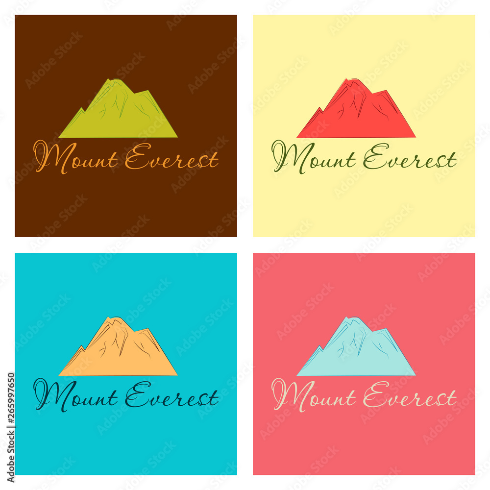 Everest - snowbound Himalayas mountain label. Mount Everest, mountain ...