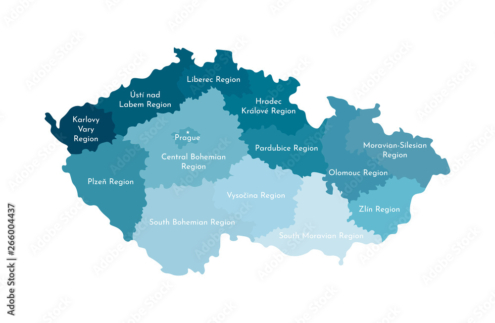 Vector isolated illustration of simplified administrative map of Czech ...