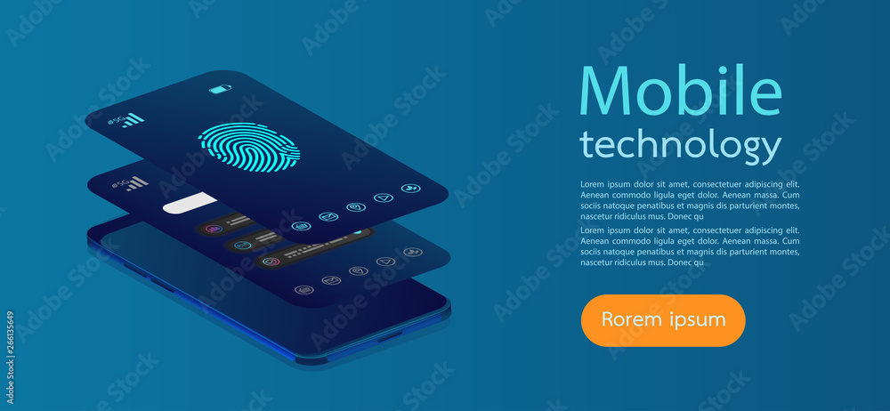 Mobile screens modern infographic. Diagram template and chart graph ...