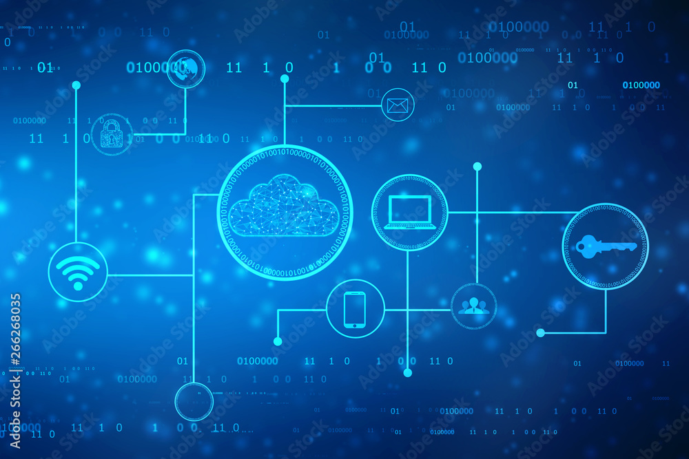 Cloud computing, Cloud Computing Concept. Cloud Internet technology background. 2d illustration ...