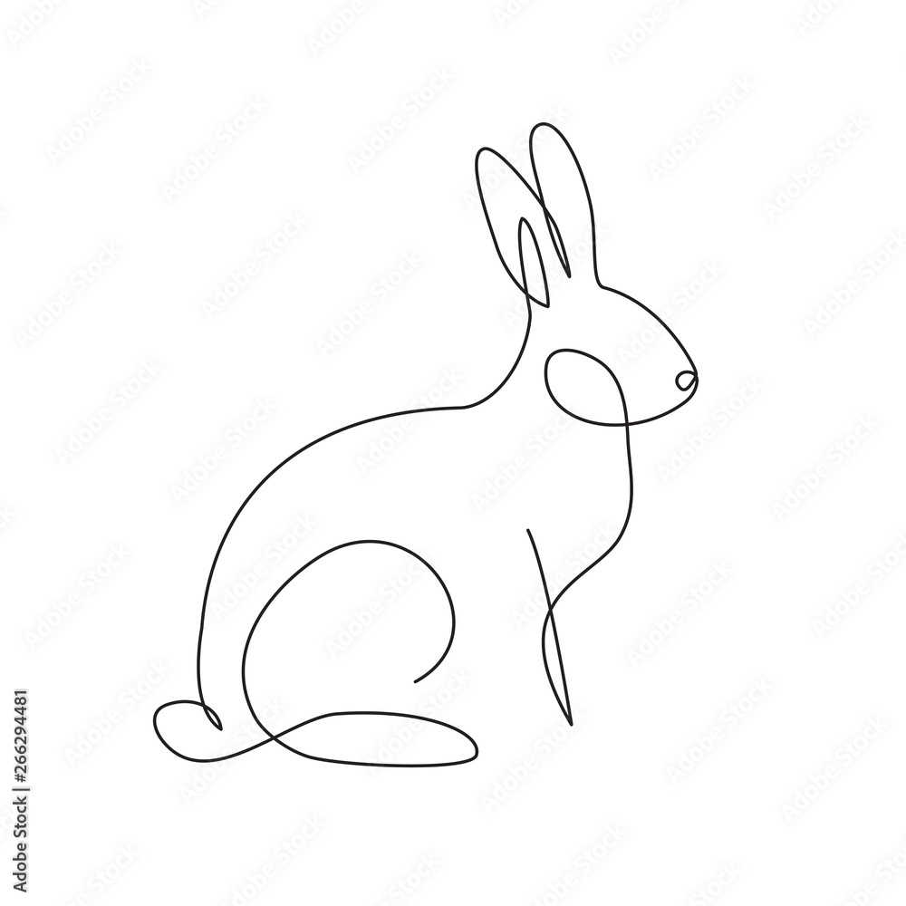 Rabbit simple line art Stock Illustration | Adobe Stock
