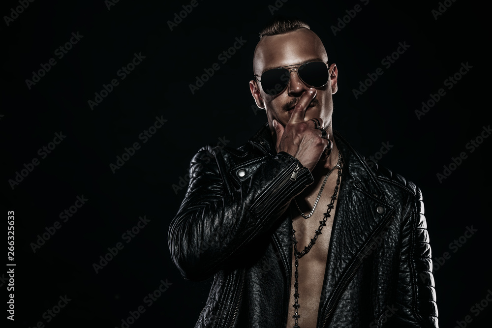 serious gangster man Stock Photo | Adobe Stock