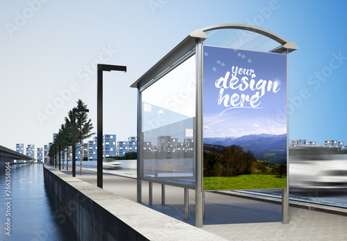 Bus Stop Advertising Poster Mockup Stock Template | Adobe Stock