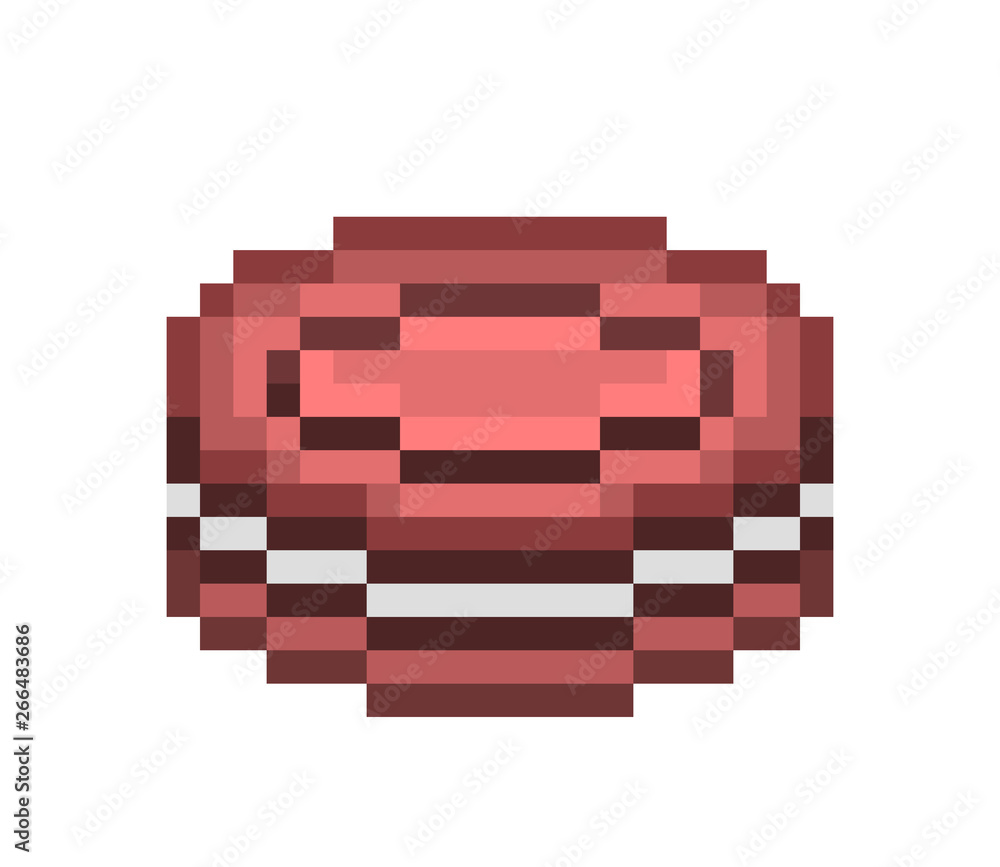 Round chocolate sandwich cookie with white cream filling, pixel art ...