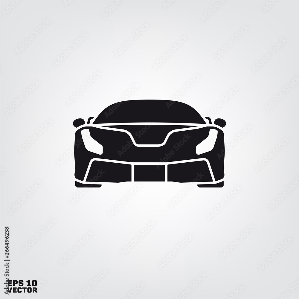 sports car front view silhouette vector icon Stock Vector | Adobe Stock