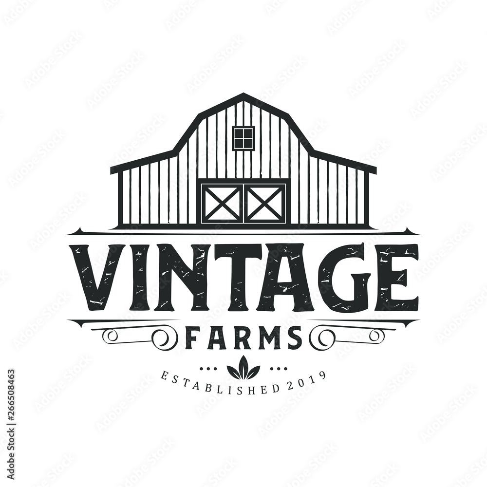 Vintage farm logo design Stock Vector | Adobe Stock