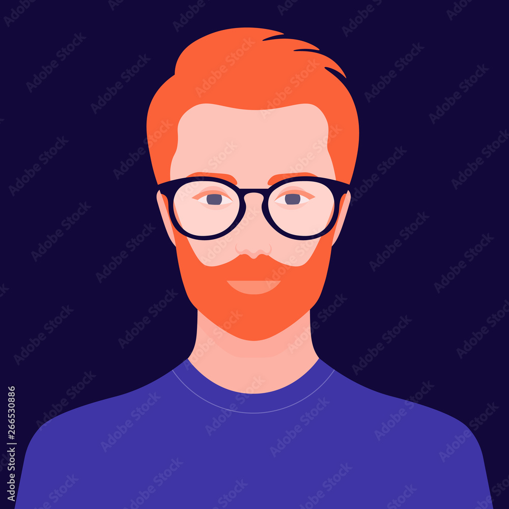 Portrait of a redhead man. Avatar of a businessman with glasses ...