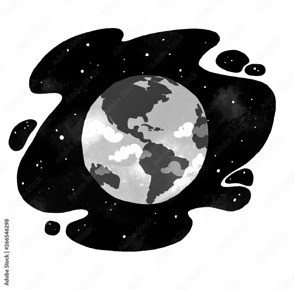 Planeta Tierra. Mundo. Blanco y negro. Salvar la Tierra. Espacio. Stock ...