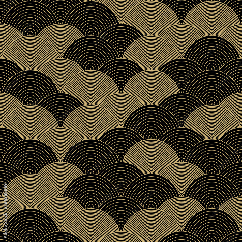 Sea - ocean wave, asian seamless pattern, abstract ornament, japan ...