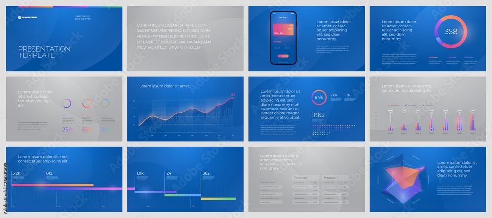 Elements of infographics on a blue background. Use in presentation ...