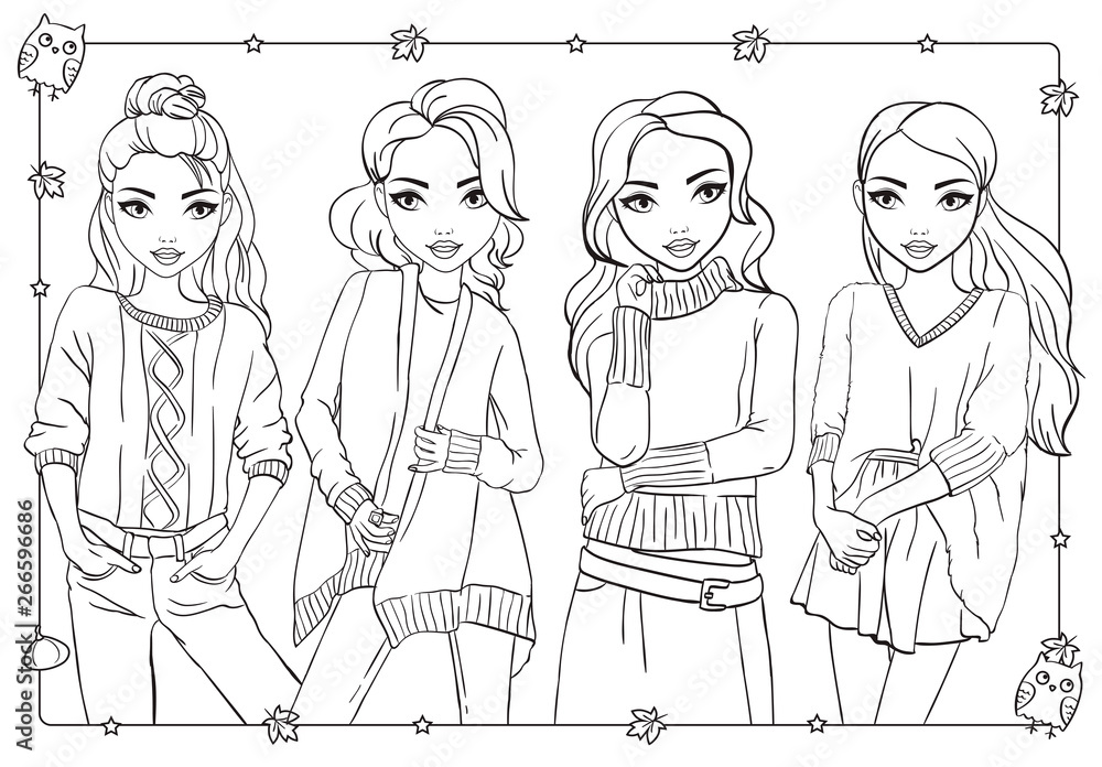 college girl coloring book