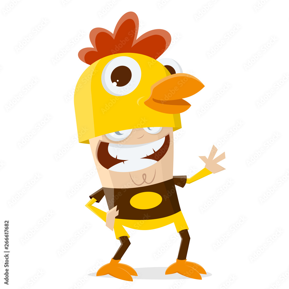funny cartoon illustration of a man in a chicken costume Stock Vector ...