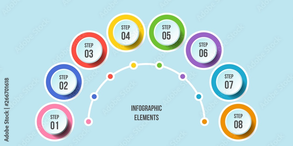 Half Circle chart, Timeline infographic templates Stock Vector | Adobe ...