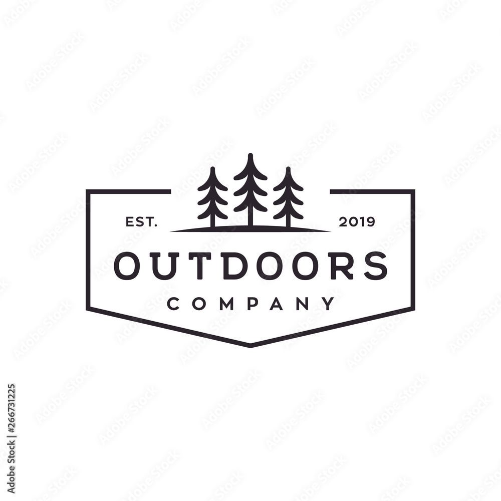 outdoor tree vector logo design Stock Vector | Adobe Stock