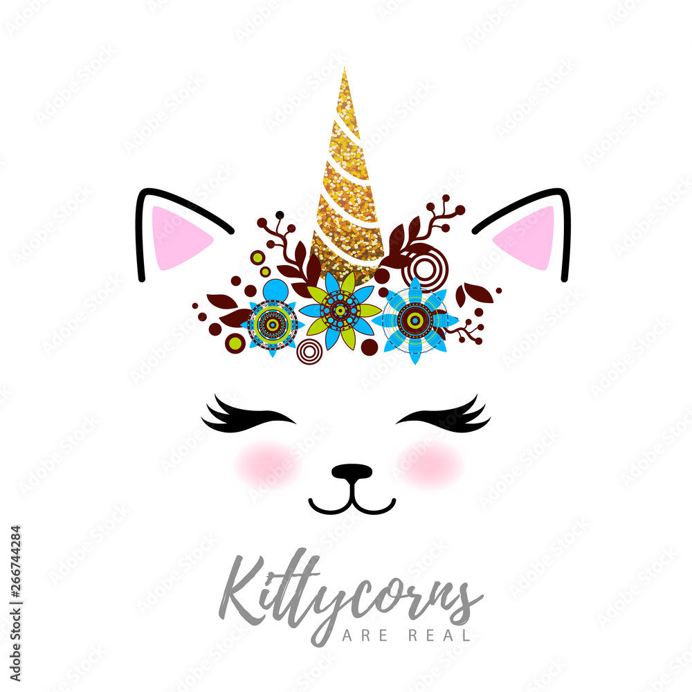 Vector illustration of fantasy animal cat kittycorn. Stock Vector ...