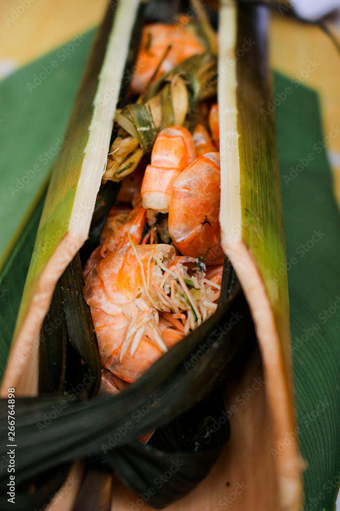 Food cooked on a bamboo, Food of the Mansaka warrior, tribe in Mindanao ...