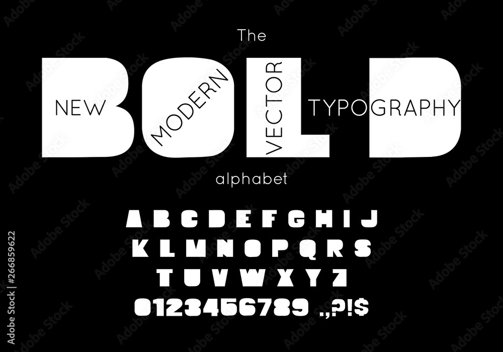 Vector bold font and alphabet. Abc, english letters and numbers Stock ...