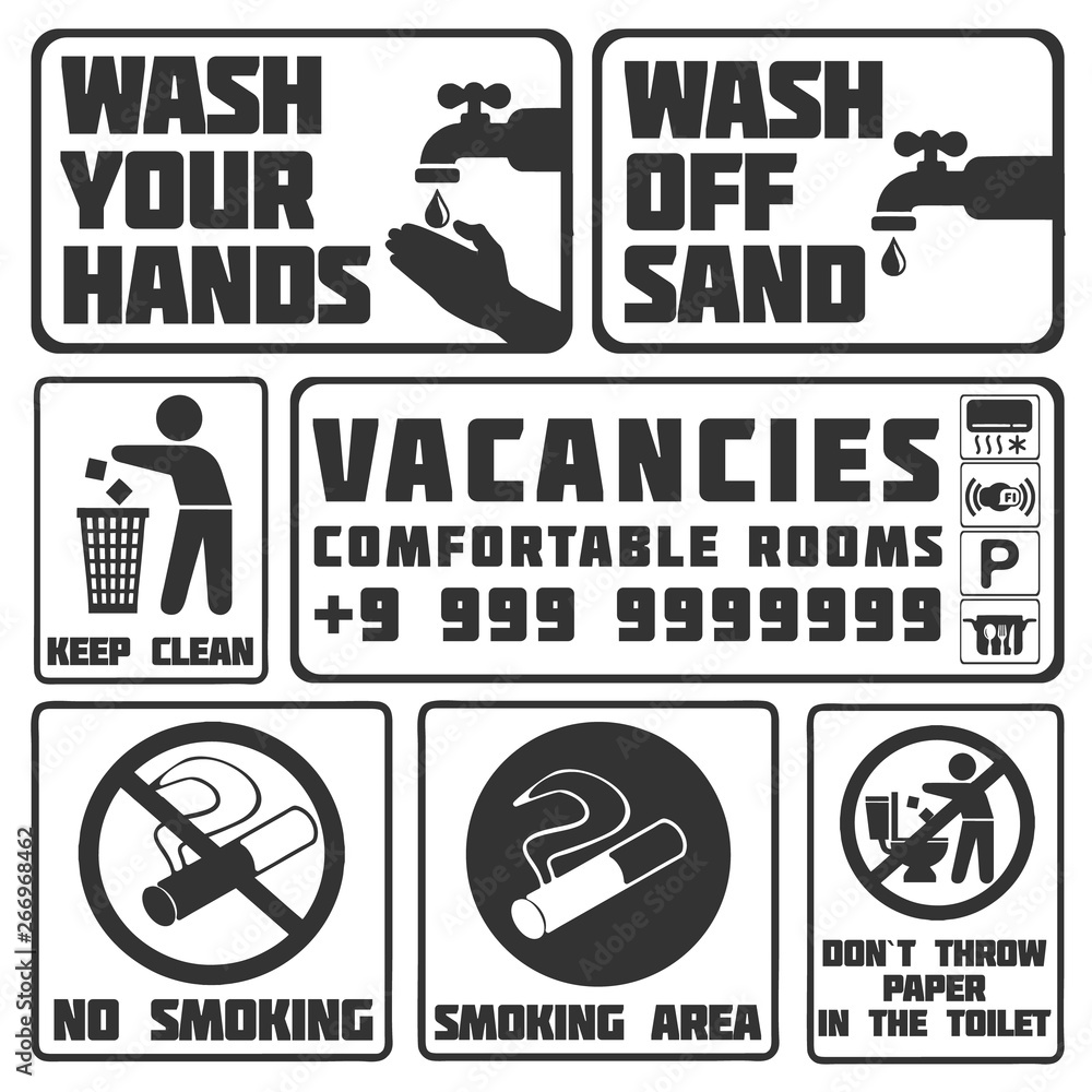 Vector set of international service signs. All objects and details are ...