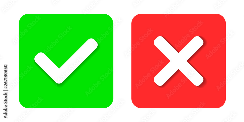 Yes or No icons. Green check mark and red cross icon. Check Mark Icons ...