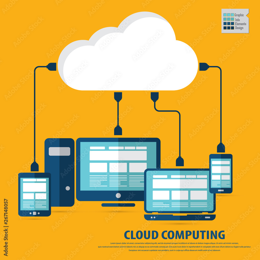 Cloud computing - Devices connected to the "cloud".AiS10 vector. All ...