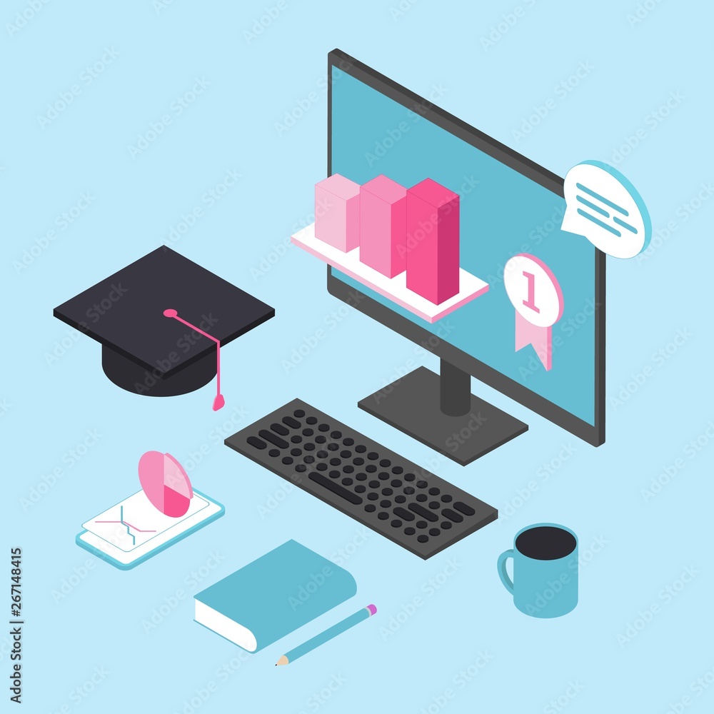 Online education for business concept. Online training courses ...