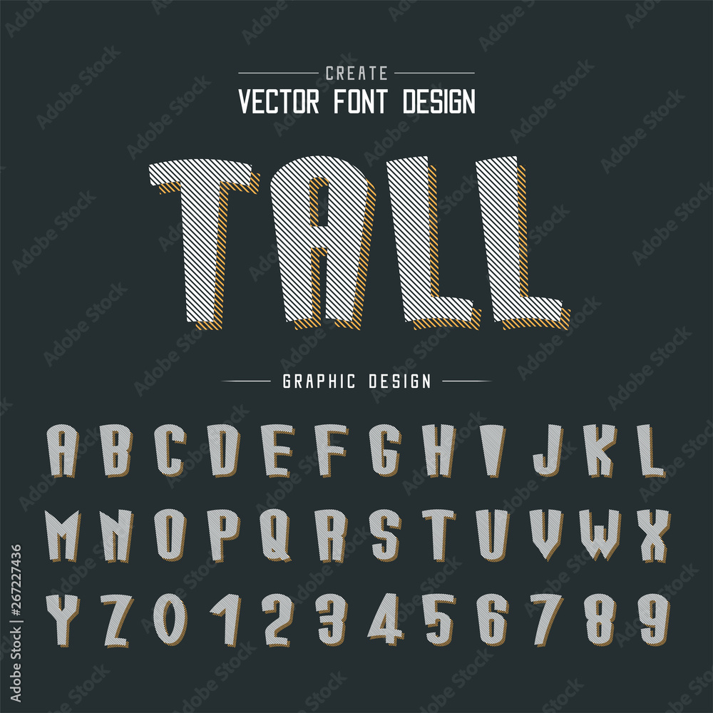Cartoon font and alphabet vector, Tall typeface letter and number ...