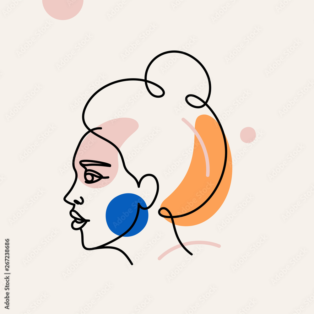 Vector illustration in minimal linear style - minimalistic female ...