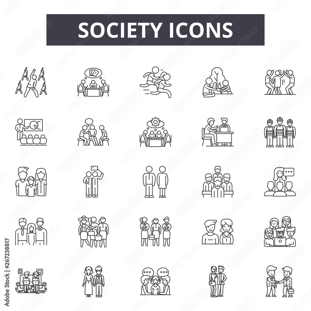 Society line icons, signs, vector set, outline concept, linear ...