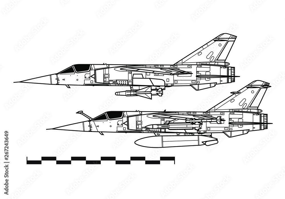 Dassault Mirage F1. Outline vector drawing Stock Vector | Adobe Stock