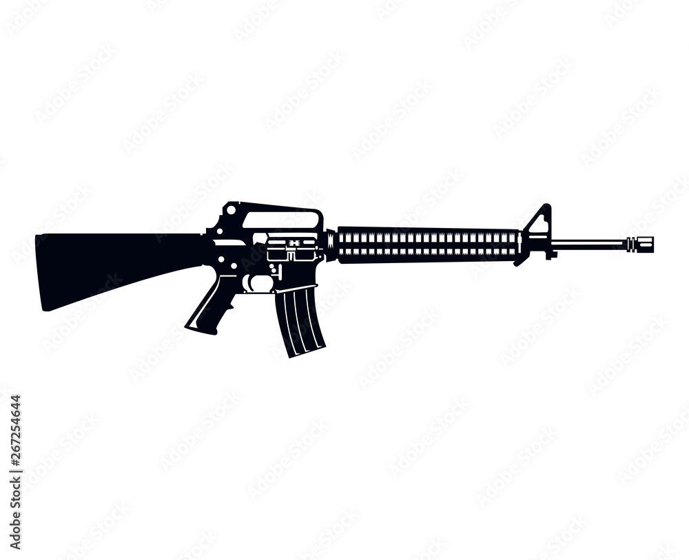 Military Style M16 Assault Rifle Machine Gun Stock Vector | Adobe Stock