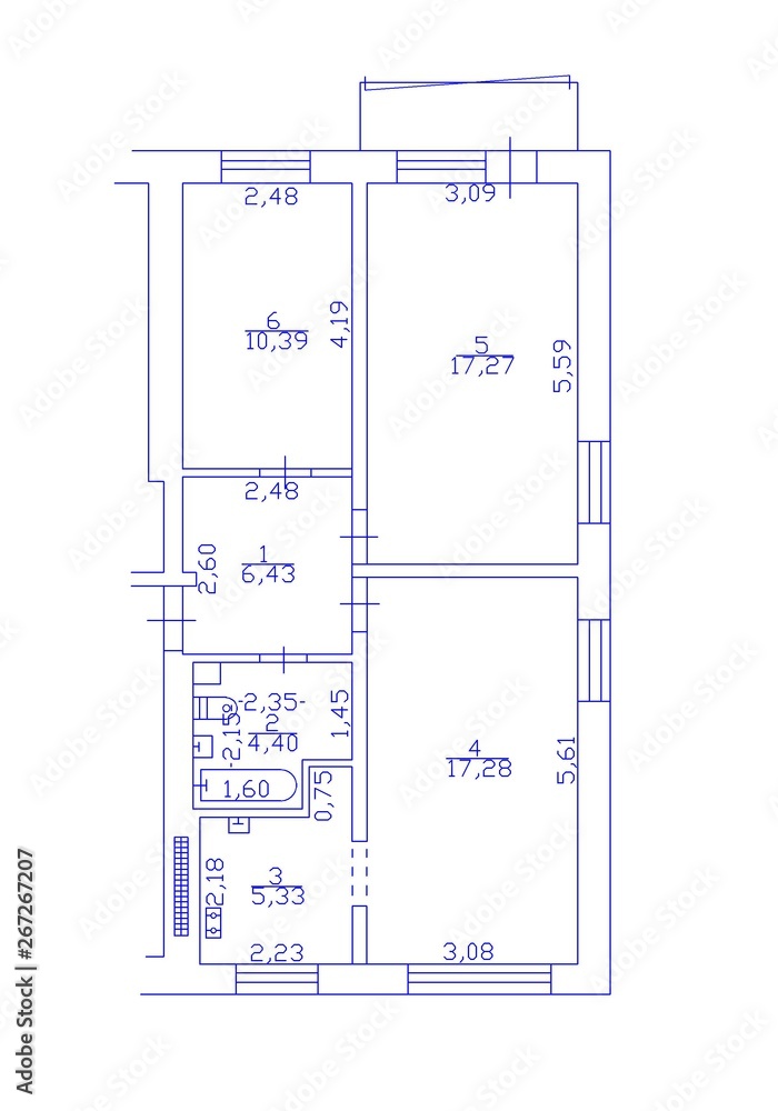 2d floor plan. Black&white floor plan. Floorplan Stock Illustration ...