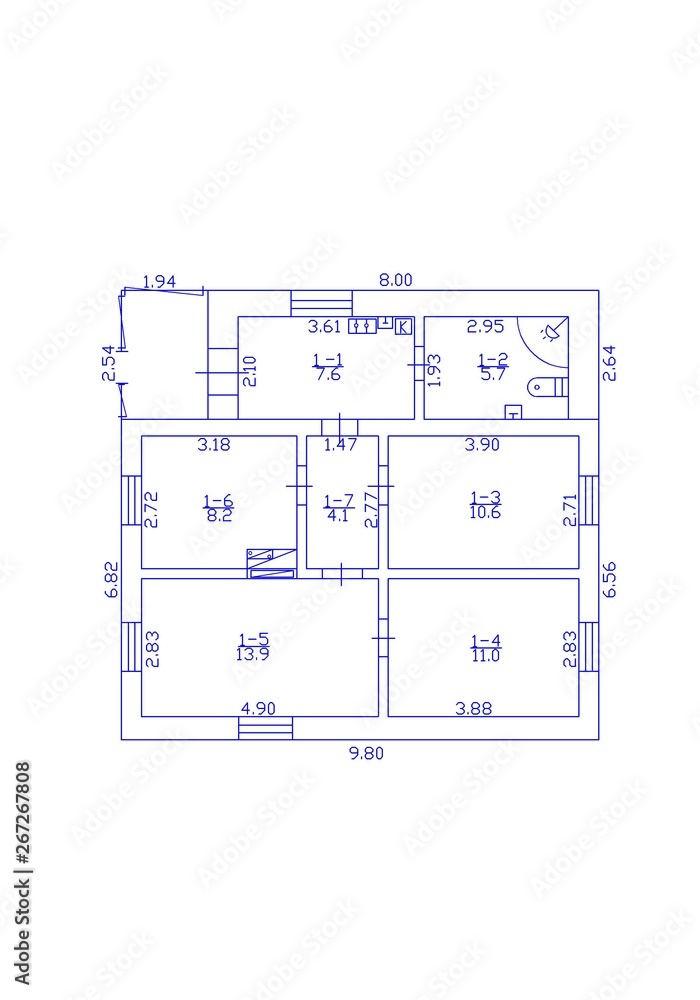 2d floor plan. Black&white floor plan. Floorplan Stock Illustration ...