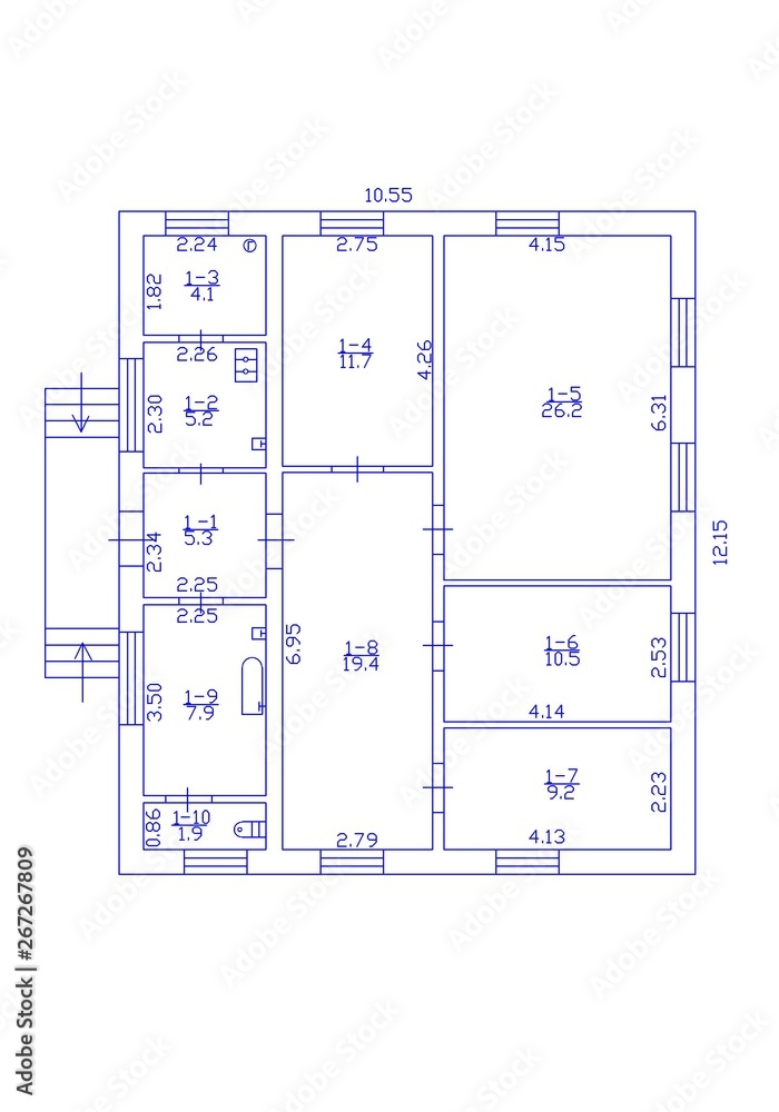 2d floor plan. Black&white floor plan. Floorplan Stock Illustration ...