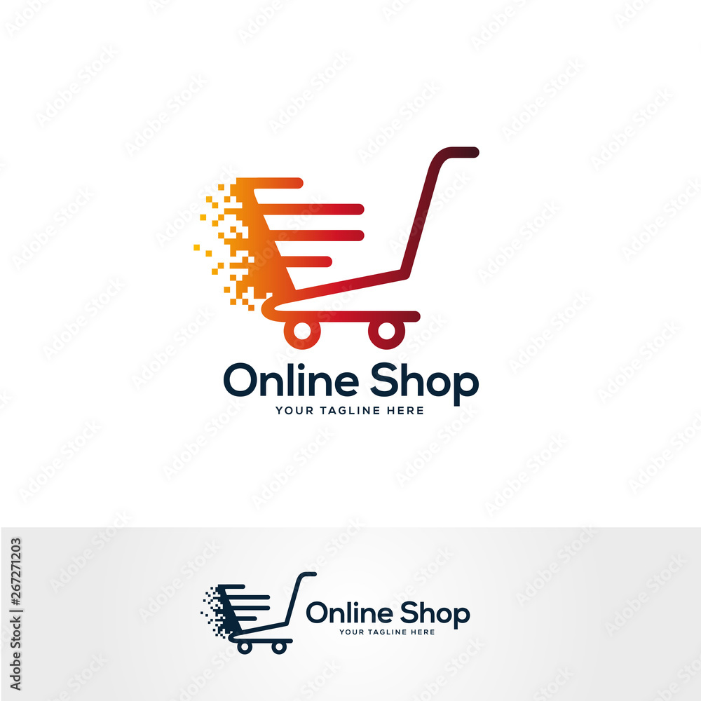 เวกเตอร์ Stock tech shop logo design vector, shopping cart logo designs ...
