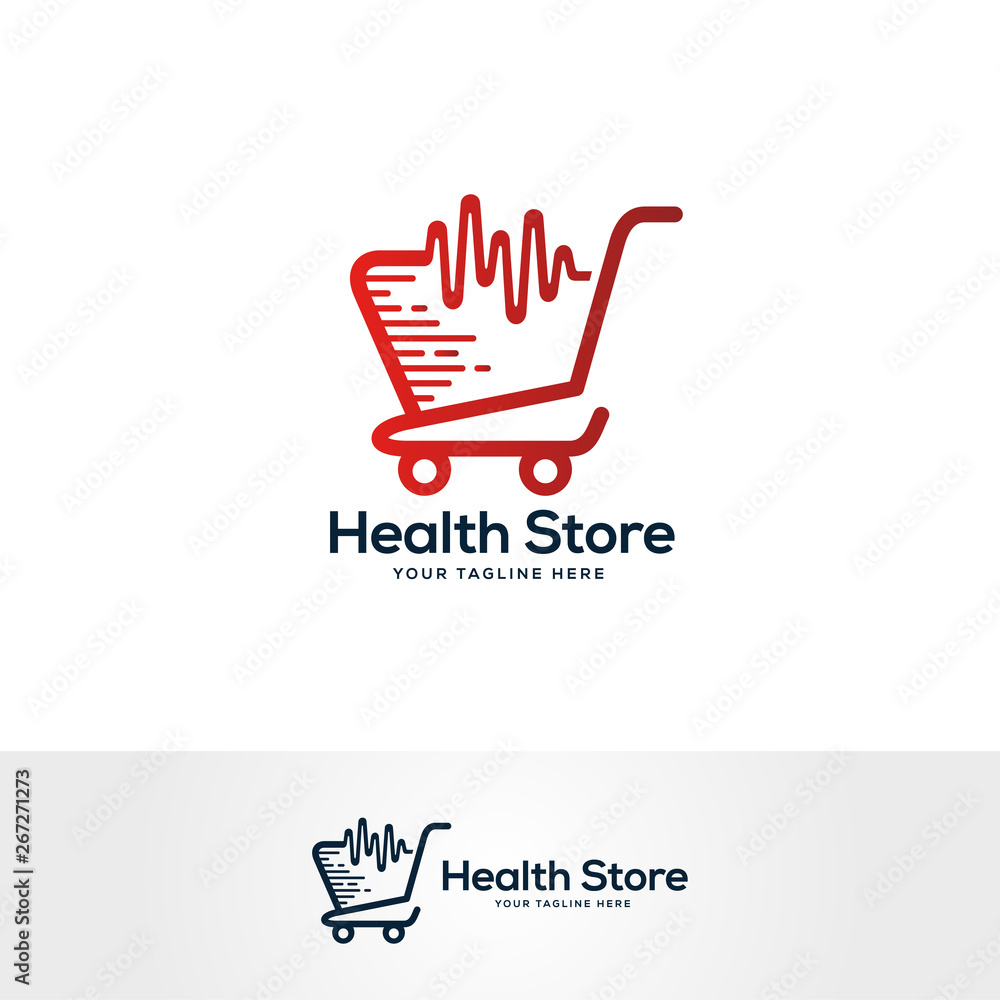 health shop logo designs concept, shopping cart logo designs Stock ...