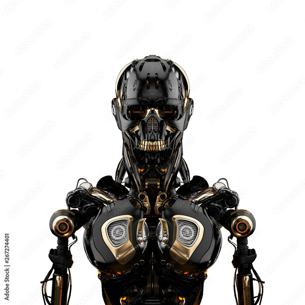 Mechanical robotic bust, 3d rendering Stock Illustration | Adobe Stock